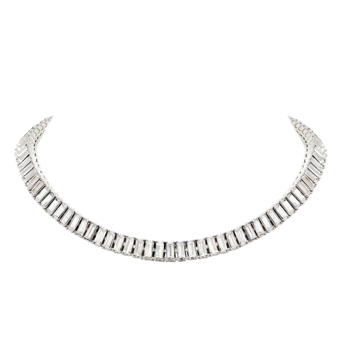 BAGUETTE SWAG COLLAR NECKLACE - RHODIUM - FALLON JEWELRY